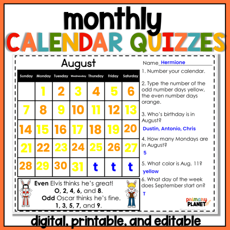 Calendar Math Worksheets - Primary Planet