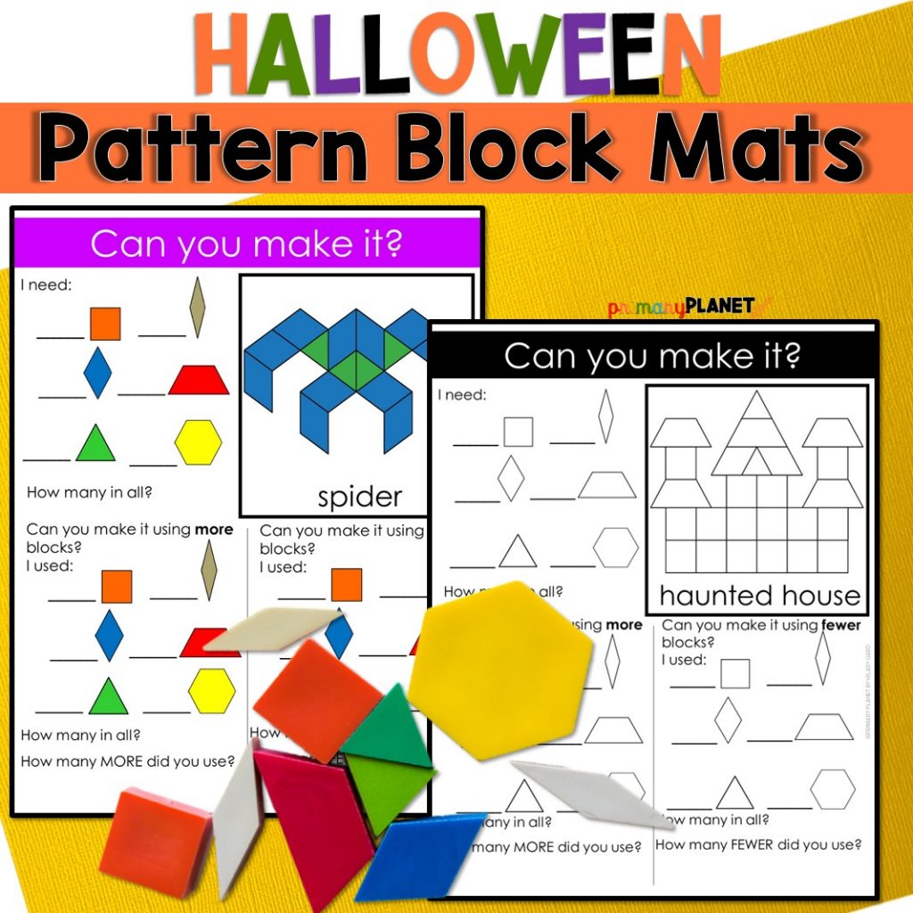 Halloween Math Activities with Printable Pattern Block Mats - Primary ...