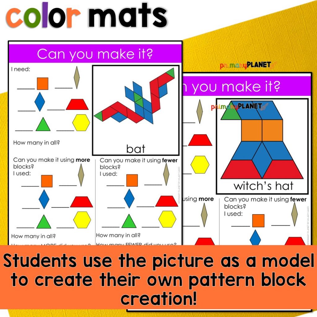 Halloween Math Activities with Printable Pattern Block Mats - Primary ...