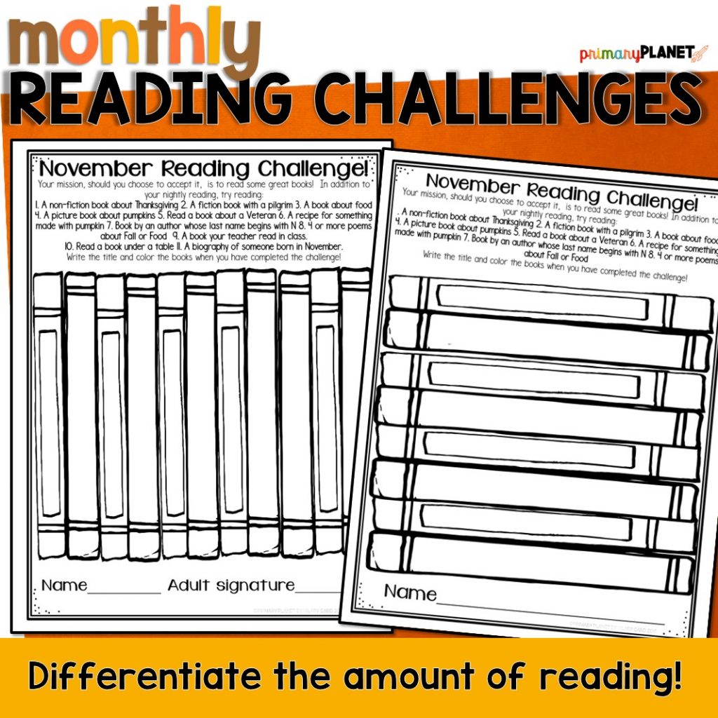 Thanksgiving November Reading Logs - Reading for Comprehension ...