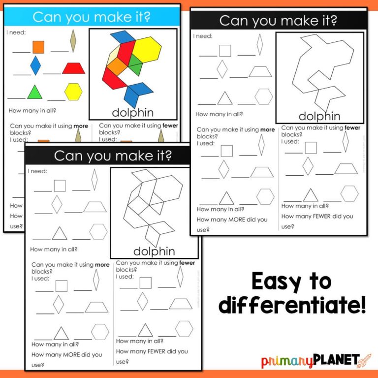 Pattern Block Pictures - Ocean Animals Pattern Block Mats - Primary Planet