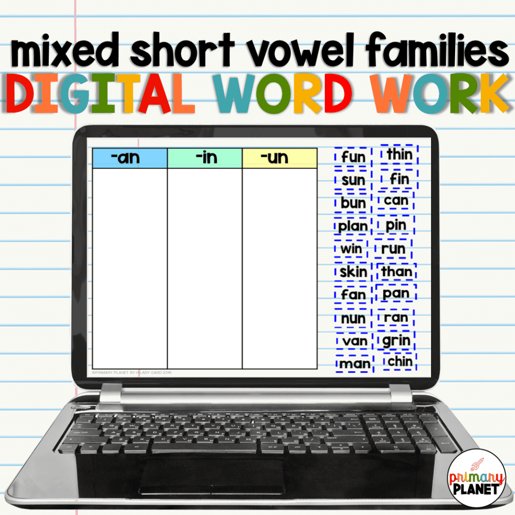 Digital Word Sorts - Mixed Short Vowel Families for Word Work - Primary ...
