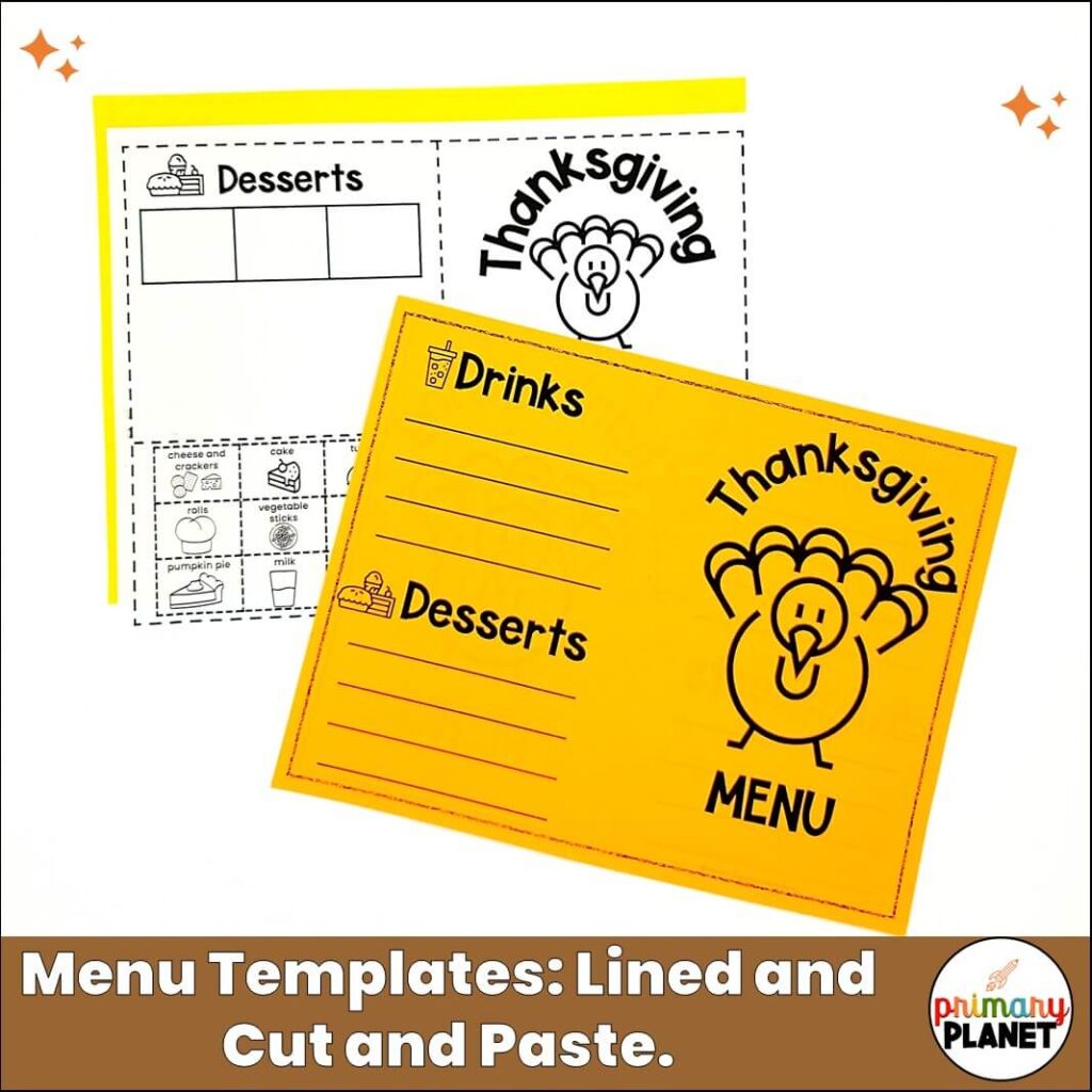 November Writing Center Refresh Pack - Thankful Journal, Menu, and ...