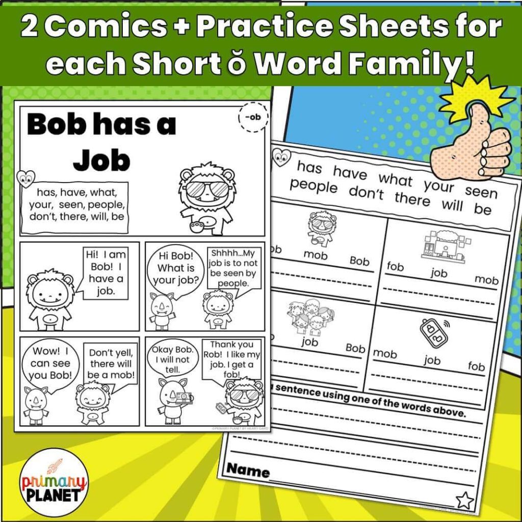 Phonics Decodable Texts - Short o CVC Word Families - Phonics Comics ...