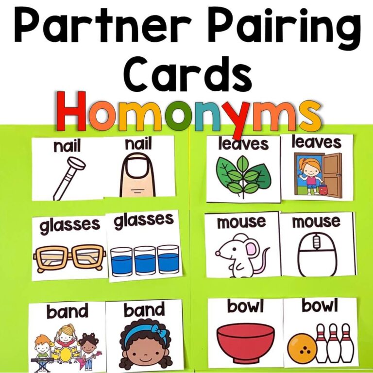 Fun Homonyms Partner Cards - Homonyms Game - Multiple Meaning Words ...