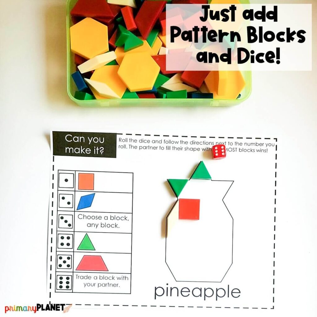 Pattern Block Patterns Mats - Fruit Pattern Block Pictures - Math Games ...