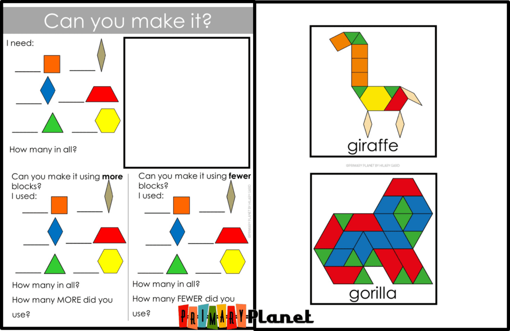 Zoo Animal Pattern Blocks Math Games - Fun Zoo Pattern Block Designs ...