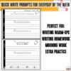 Quick Writes Prompts Daily Writing Warm-Ups - Beginning of the Year ...