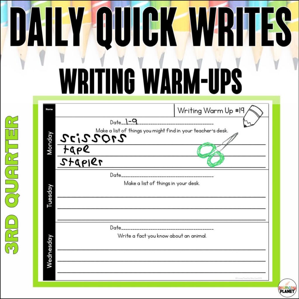 Daily Writing Warm-Ups - Creative Writing Logs - Quick Writes Prompts ...