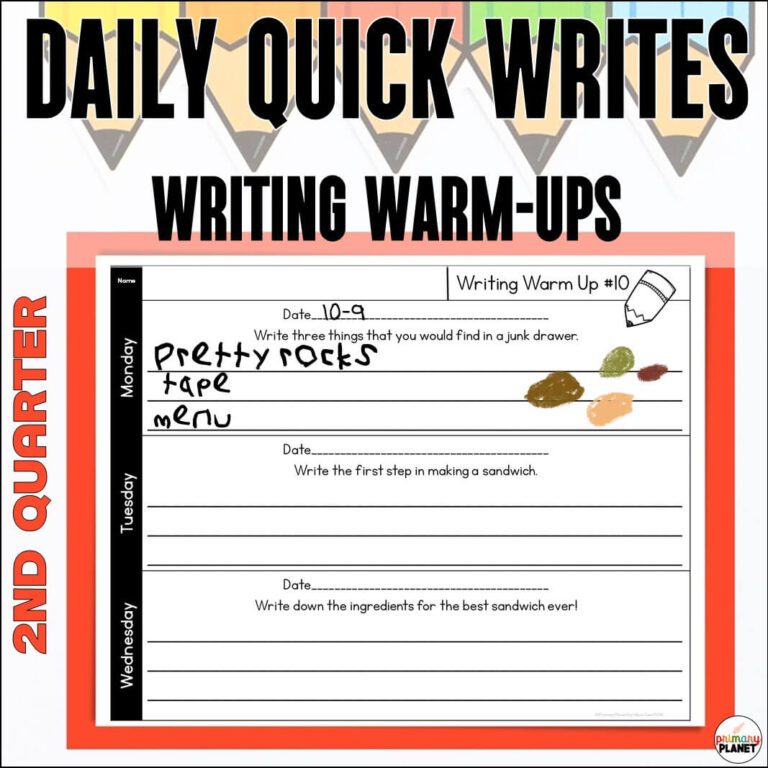 Writing Logs - Quick Writes Prompts Daily Writing Warm-Ups - Quarter 2 ...