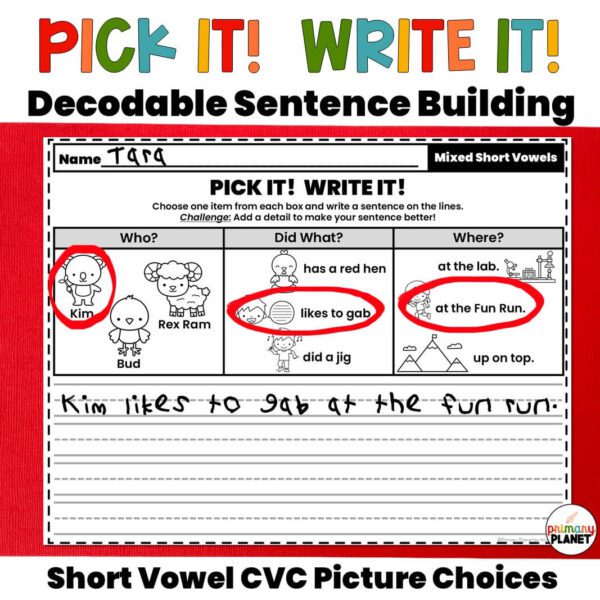 Fun Sentence Builders Worksheets: Build Strong Writers with Fun Pick it ...