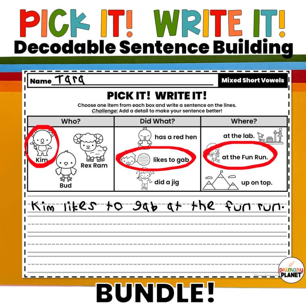 Decodable Sentence Writing Worksheets - Phonics Skills BUNDLE ...
