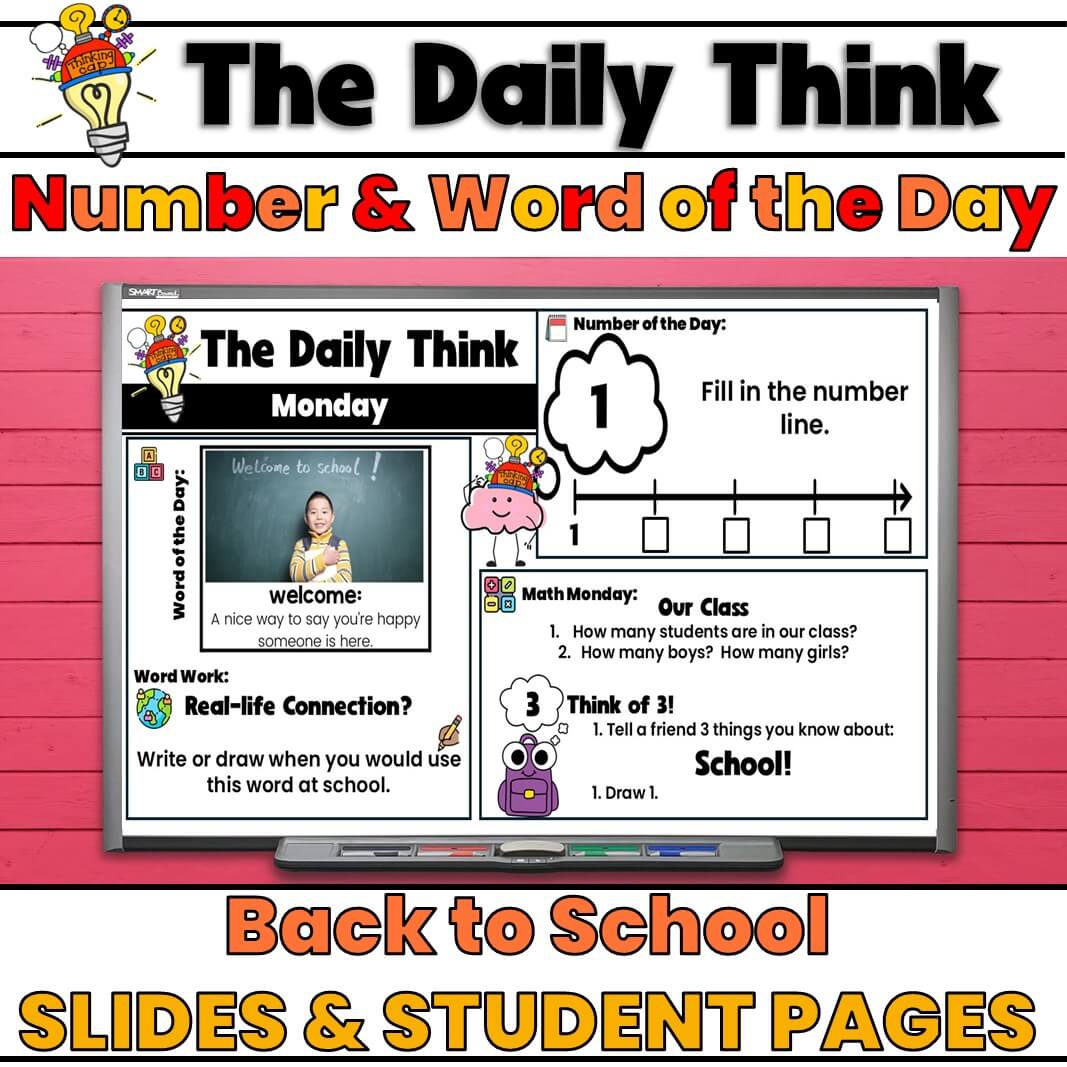 Back to School Morning Work Daily Slides for Word & Number of the Day ...