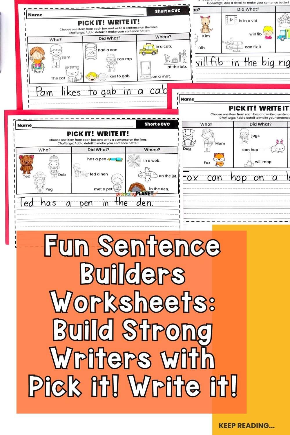Fun Sentence Builders Worksheets: Build Strong Writers with Fun Pick it ...