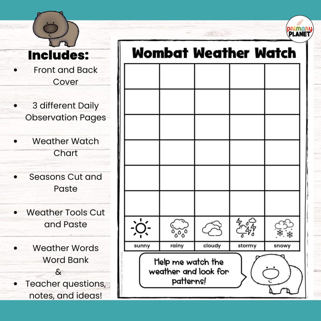 Weather Observation Journal for Kids Printable PDF