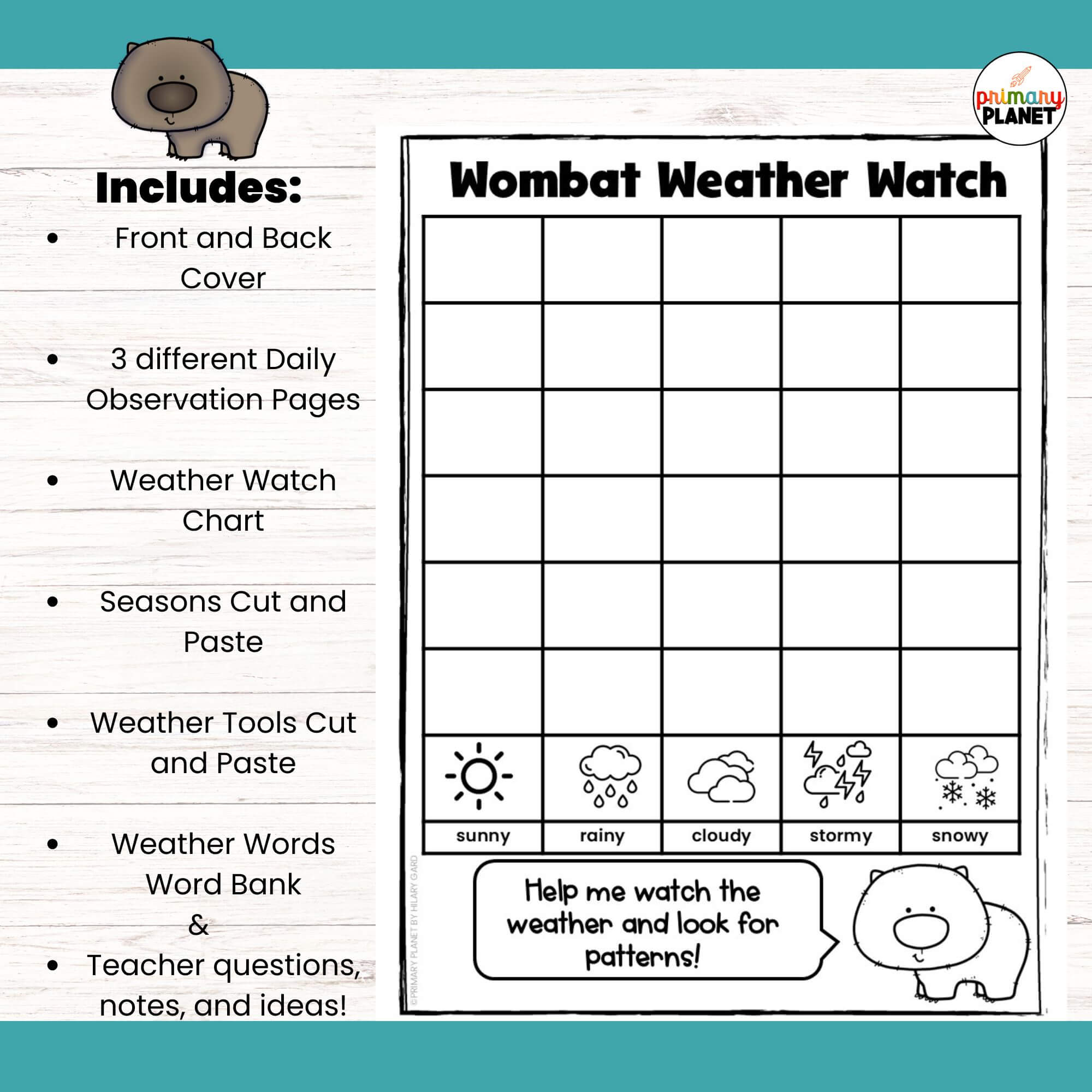 Weather Observation Journal for Kids Printable PDF