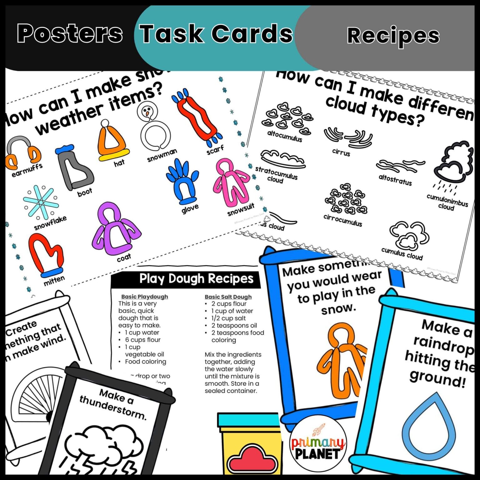 Weather STEM Activities - STEM Playdough Mats - STEAM Challenges for ...