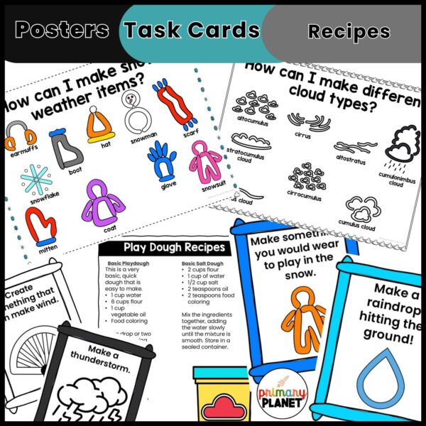 Weather STEM Activities - STEM Playdough Mats - STEAM Challenges for ...