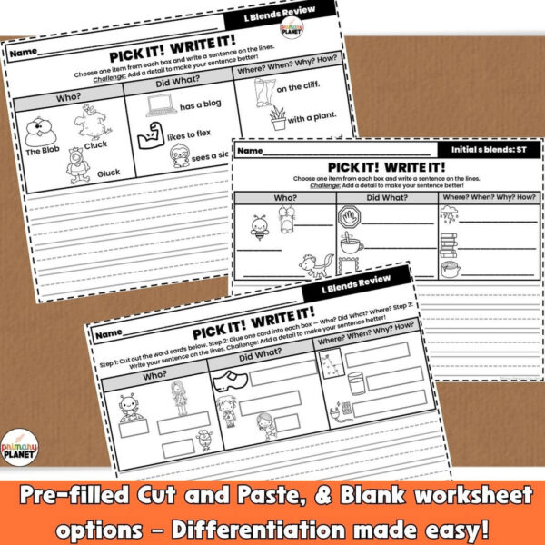 Pick It! Write It! Initial Consonant Blends — Decodable Sentence ...